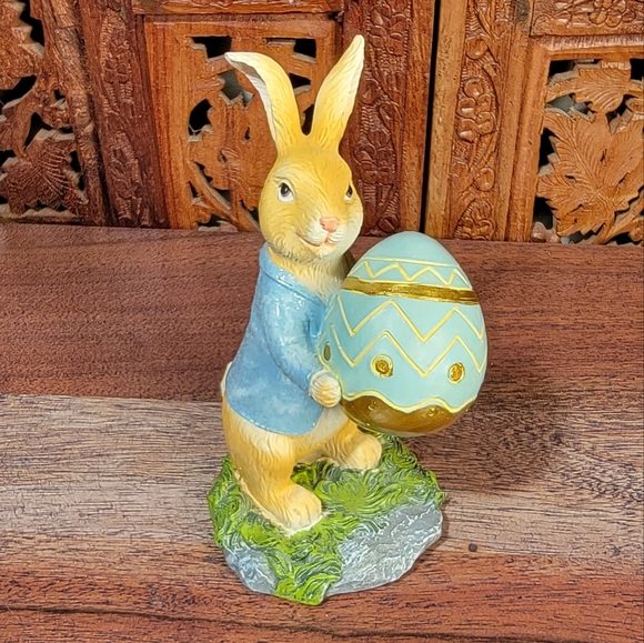 Holiday | Composite Rabbit Figurine Holding Oversized Easter Egg | Poshmark